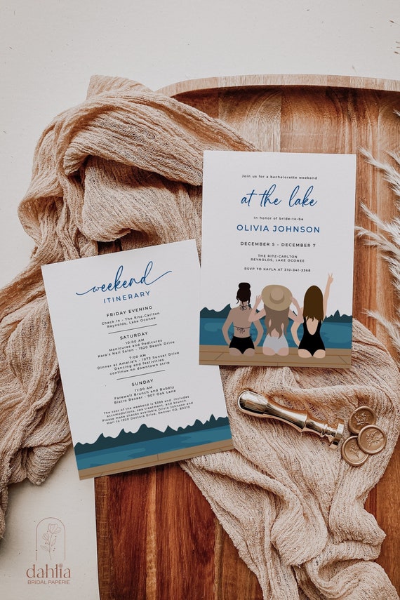 Lake Bachelorette Weekend Invitation & Itinerary Tropical | Etsy