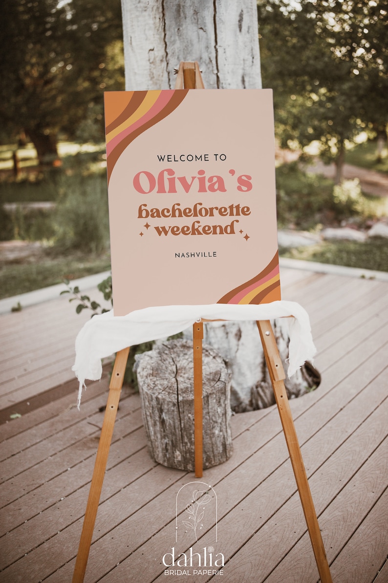 Retro Bachelorette Weekend Welcome Sign Template 70's - Etsy