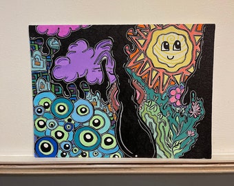 Trippy Heart Lollipops Painting, Canvas Wall Art, Hand-painted, Wall ...