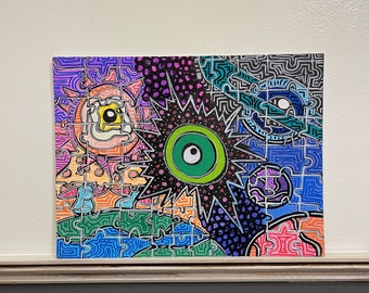 Trippy Eye Floral Cosmic Canvas Painting Wall Art - Etsy