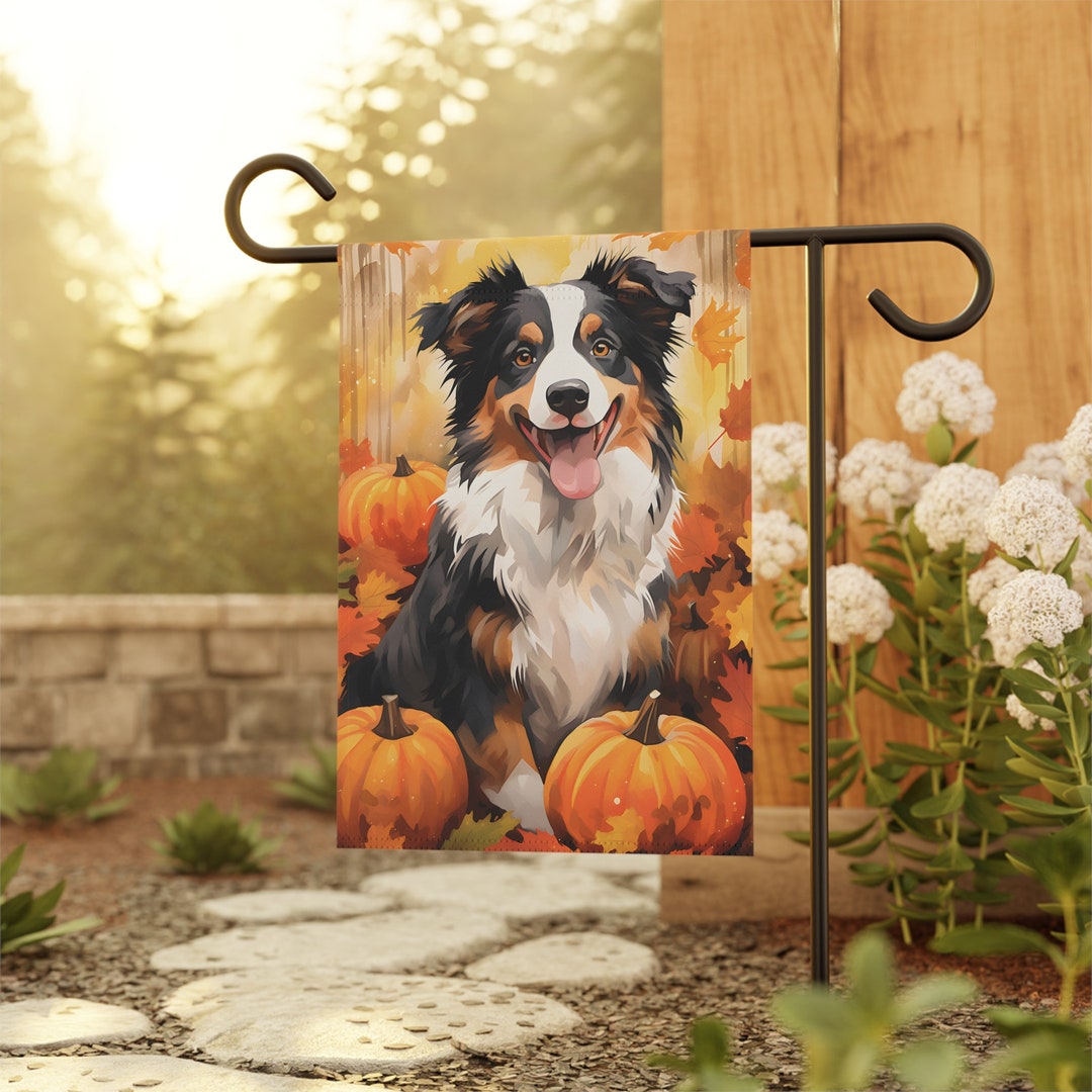 Australian Shepherd Fall Pumpkin Garden Flag, Aussie Mom Gifts, Fall ...