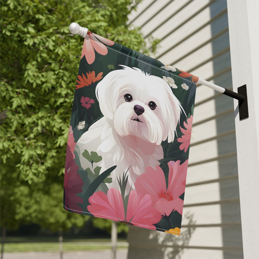 Maltese House Flag for Maltese Art Lovers, Yard Flag Maltese Dog Gifts ...