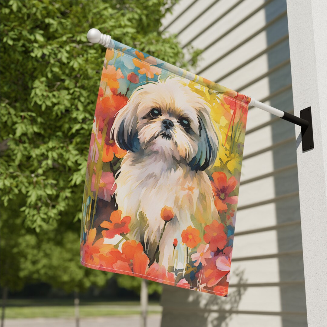 Shih Tzu Garden House Flag for Shihtzu Art Lovers, Yard Flag Shih Tzu ...