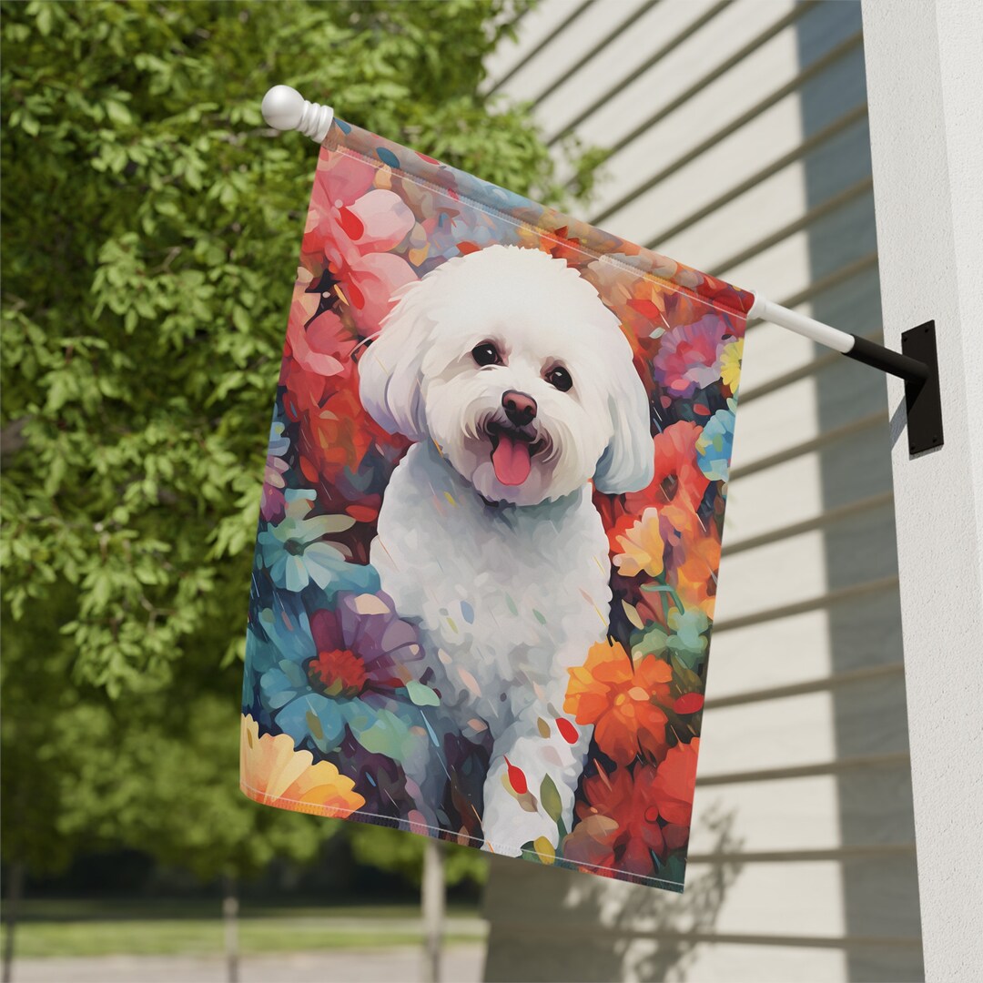 Bichon Frise House Flag for Bichon Frisé Dog Lovers, Yard Flag Bichon ...