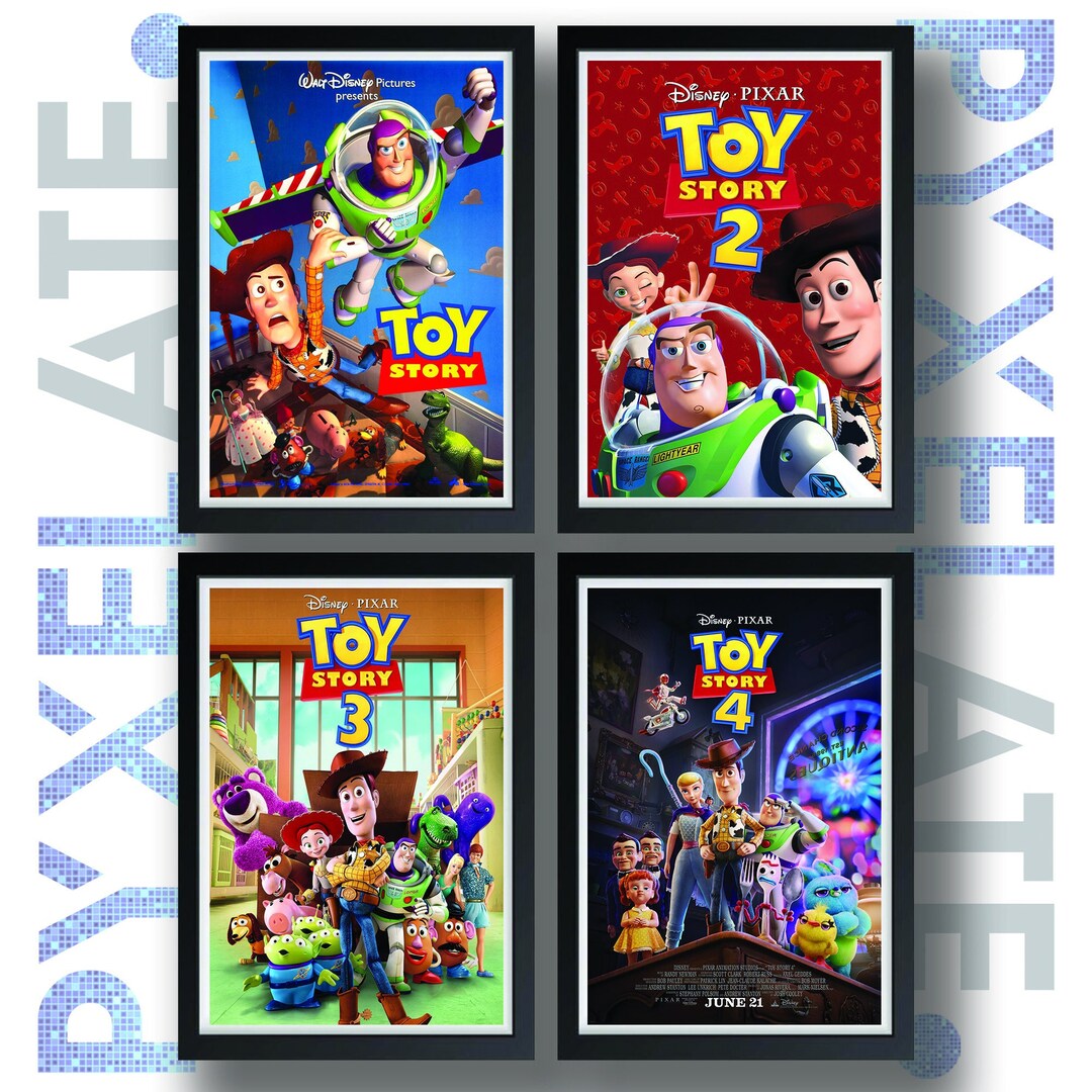 Framed Wall Art, SET OF 4, Toy Story Poster Set, Kids Movies,, Home ...
