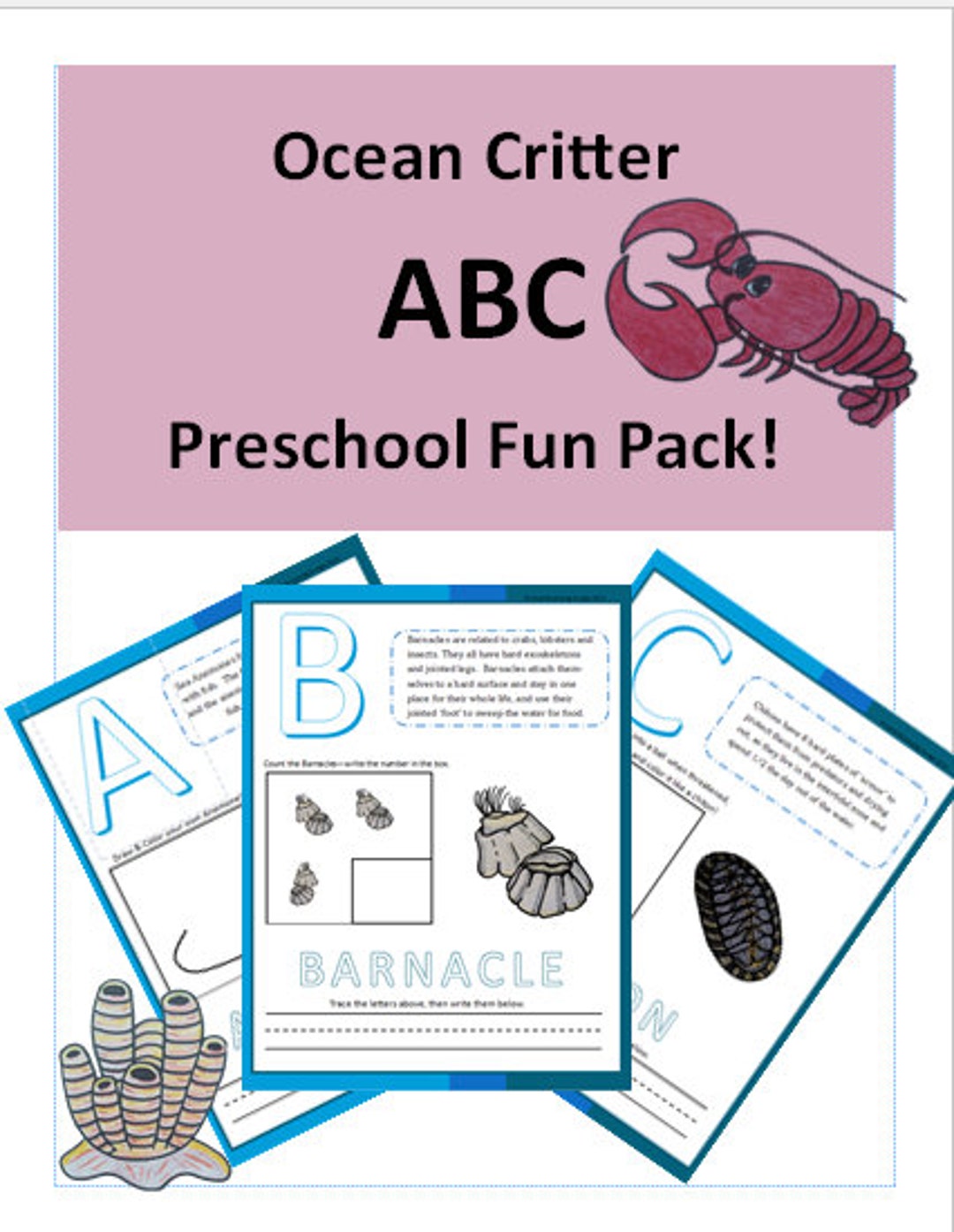 Preschool Marine Animal ABC Fun Pack - Etsy