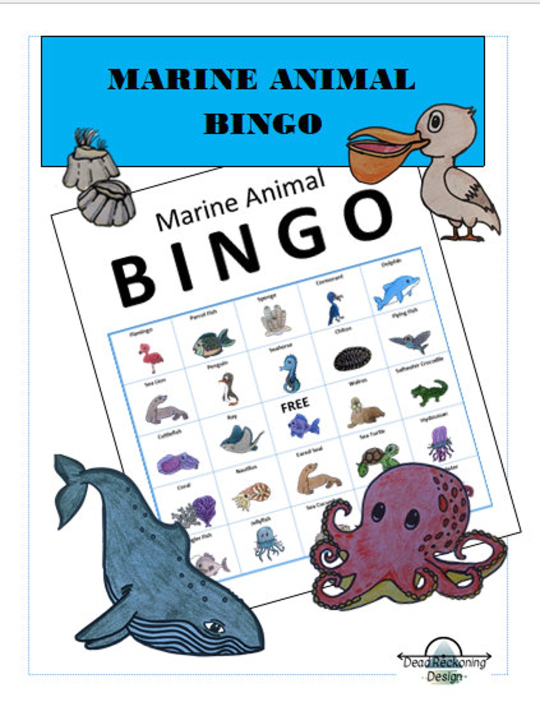 Marine Animal Bingo Download - Etsy