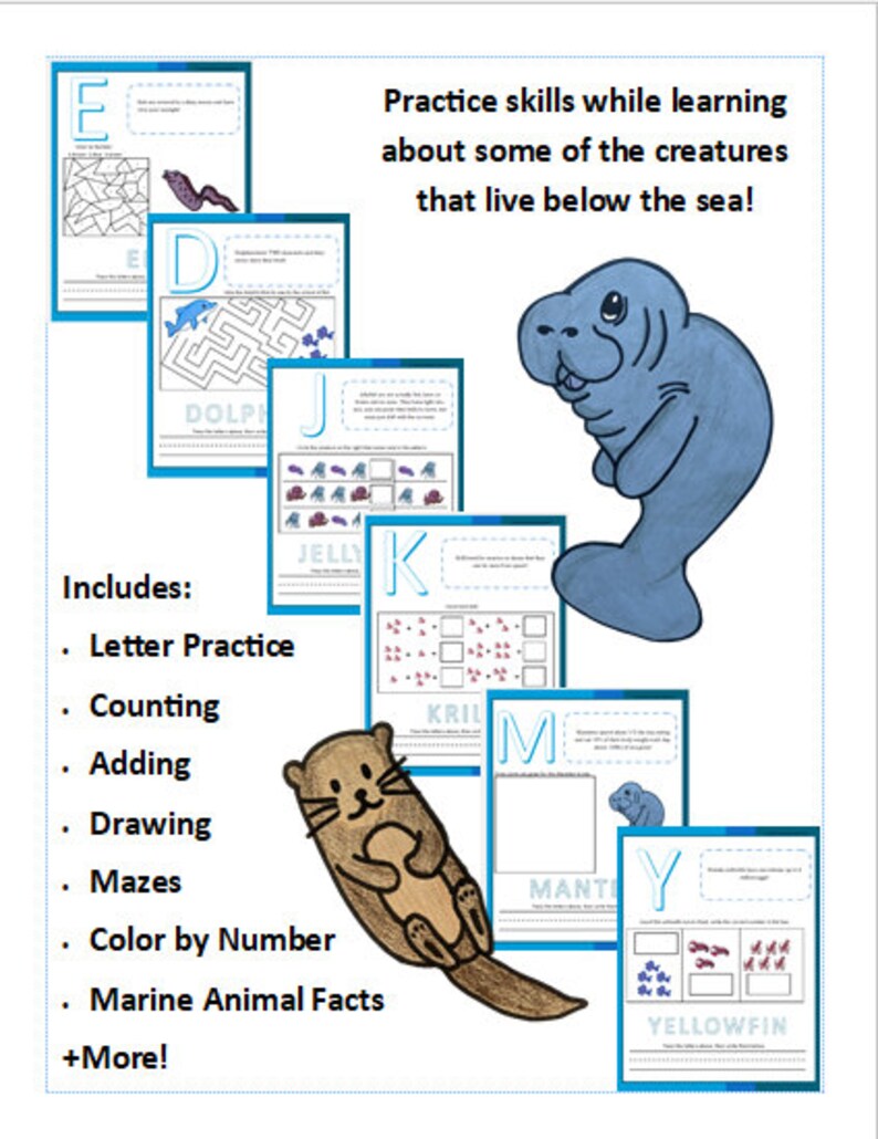 Preschool Marine Animal ABC Fun Pack - Etsy