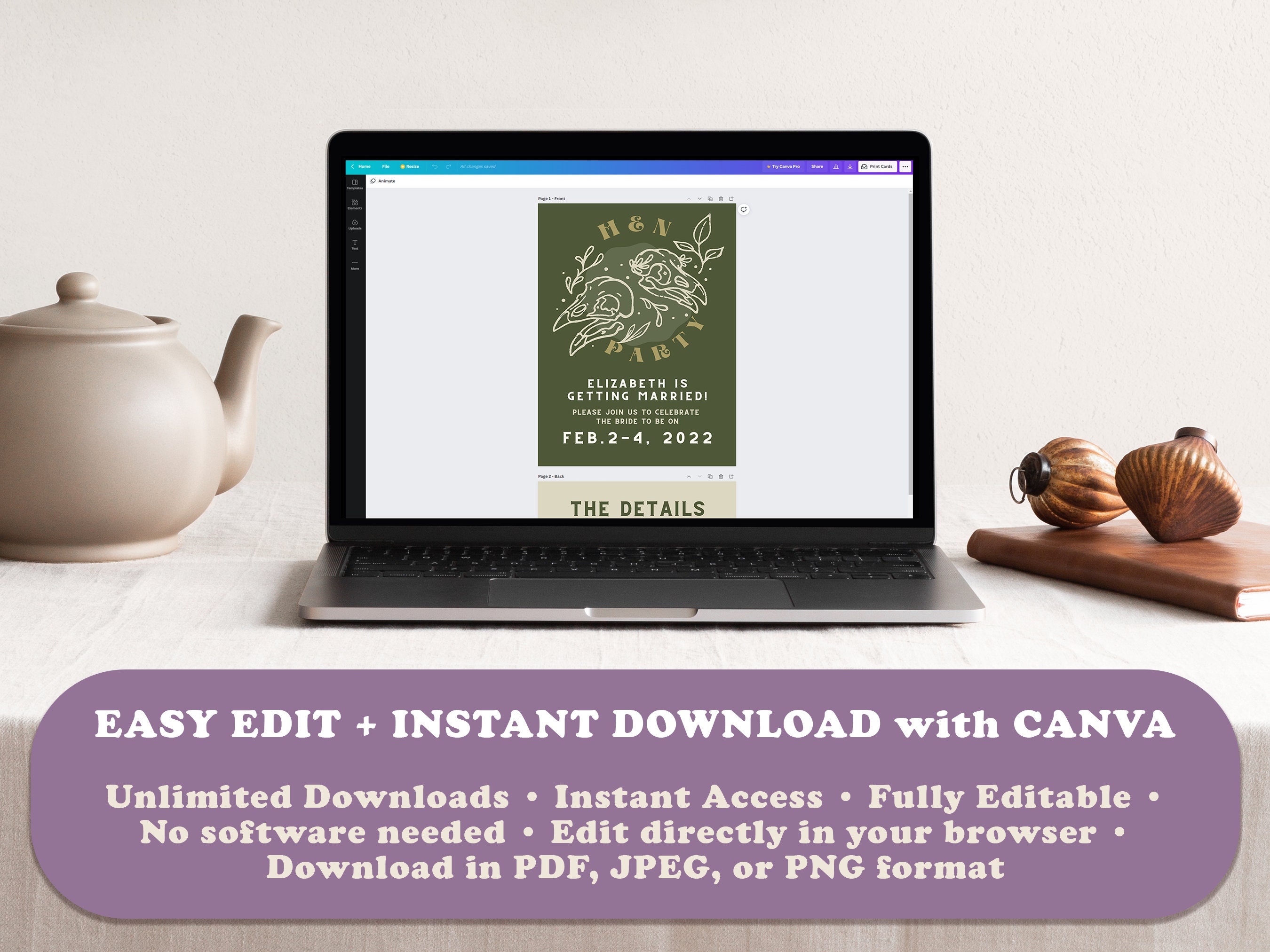 Skull Hen / Bachelorette Party Invitation Casual Bohemian - Etsy