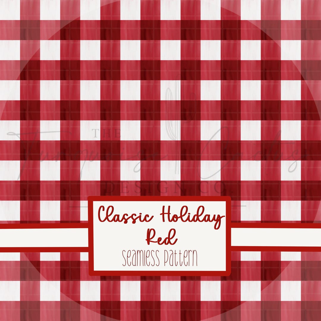 Classic Holiday Red | Christmas Gingham Digital Paper | Seamless ...