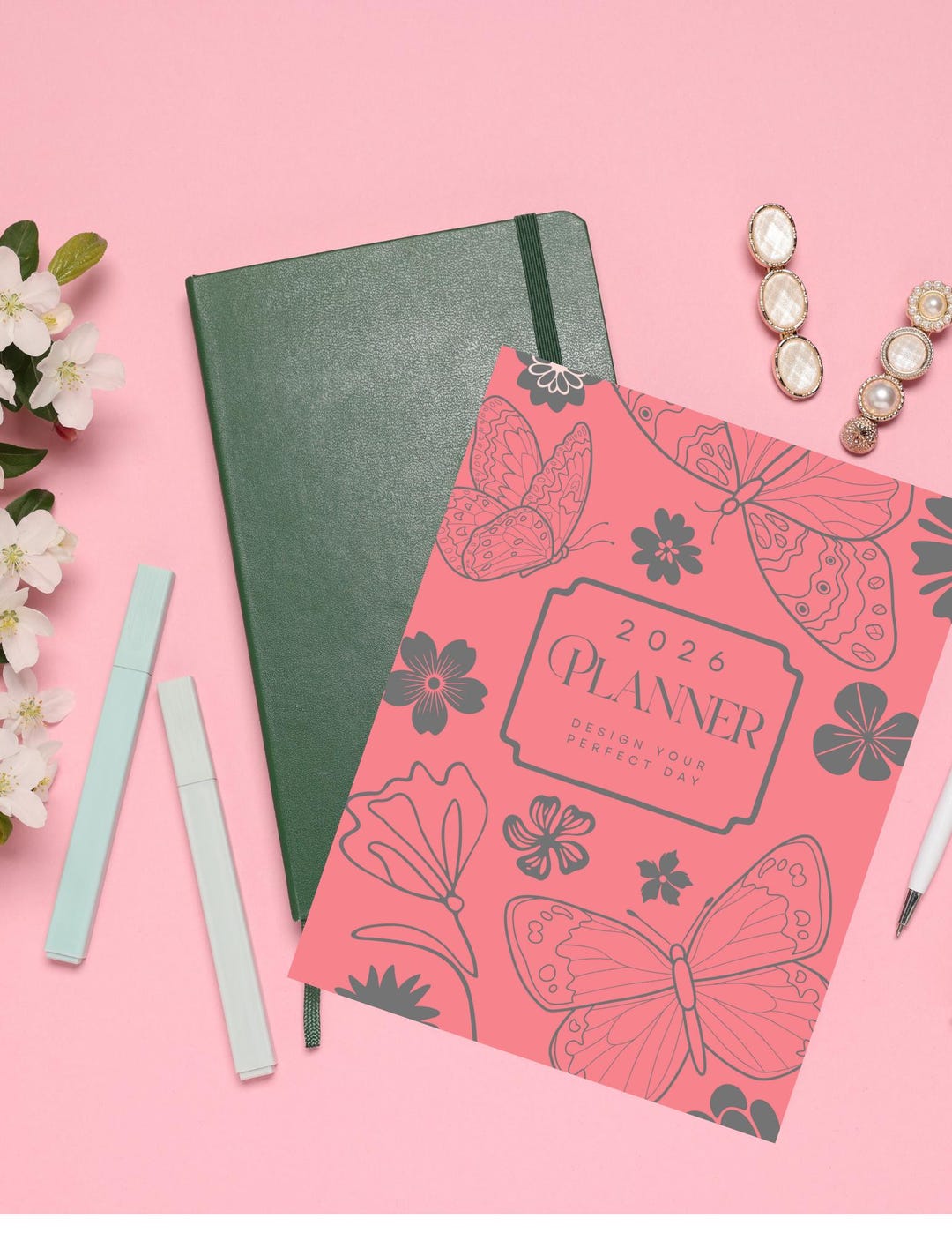 2026 Digital Planner | Peachy Gray Floral, Monthly & Daily (canva ...