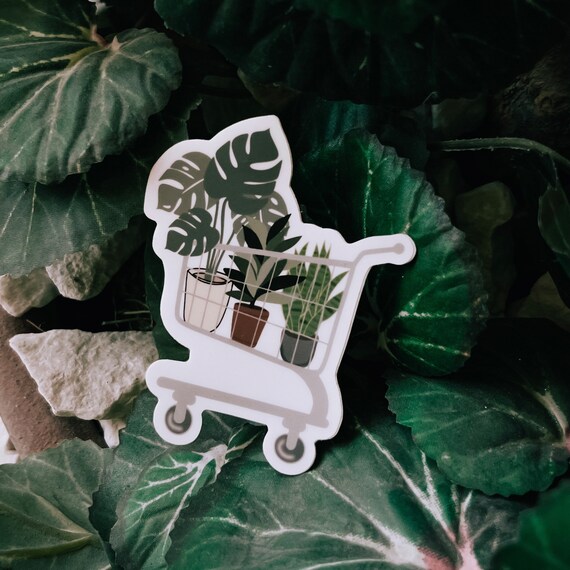 Plant Shopping Cart Sticker Water Resistant Vinyl Sticker - Etsy