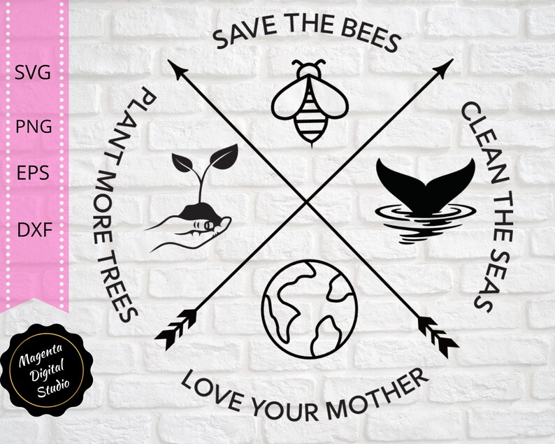 Earth Day SVG Save the Bees Plant More Trees Clean the Seas | Etsy