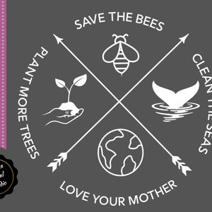 Earth Day SVG Save the Bees, Plant More Trees, Clean the Seas SVG | Eco ...