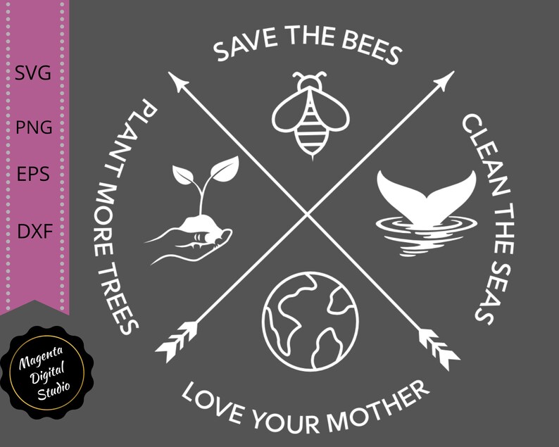 Earth Day SVG Save the Bees Plant More Trees Clean the Seas | Etsy
