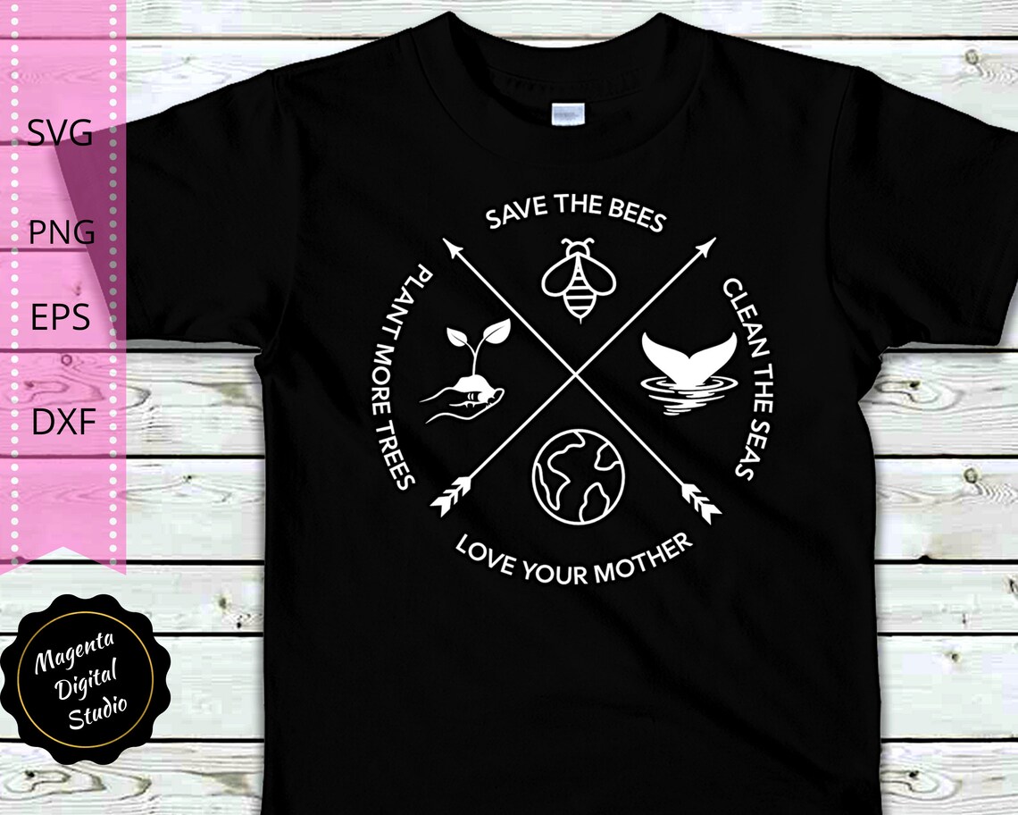 Earth Day SVG Save the Bees Plant More Trees Clean the Seas | Etsy