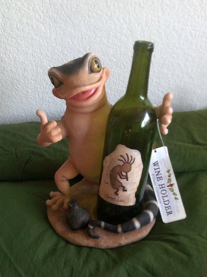 LIZARD GECKO WINE Bottle Holder New With Tag Bottle Prop Not Included ...