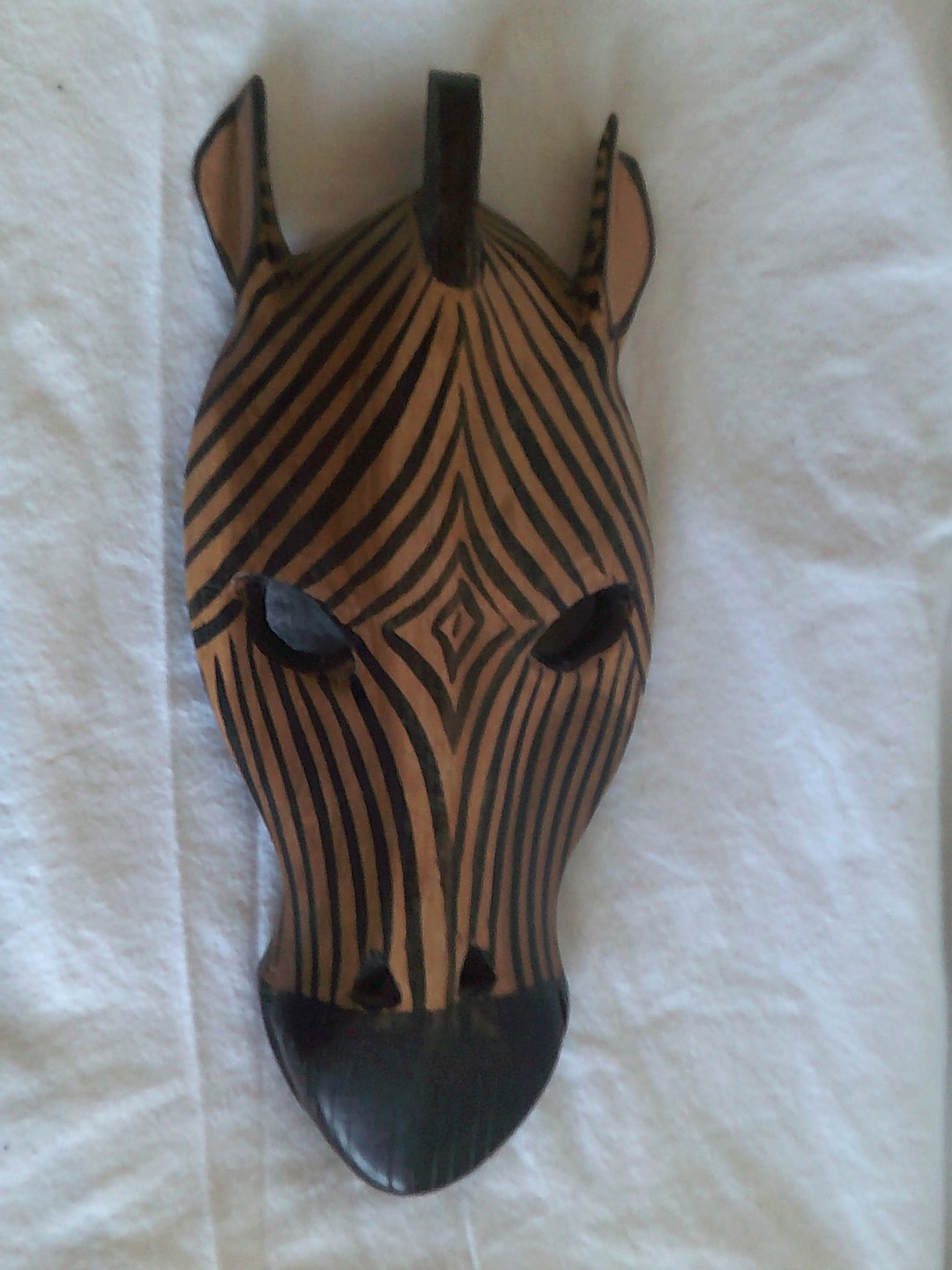 HAND CARVED Wooden African ZEBRA Wall Mask Kenya Beautiful Piece of ...