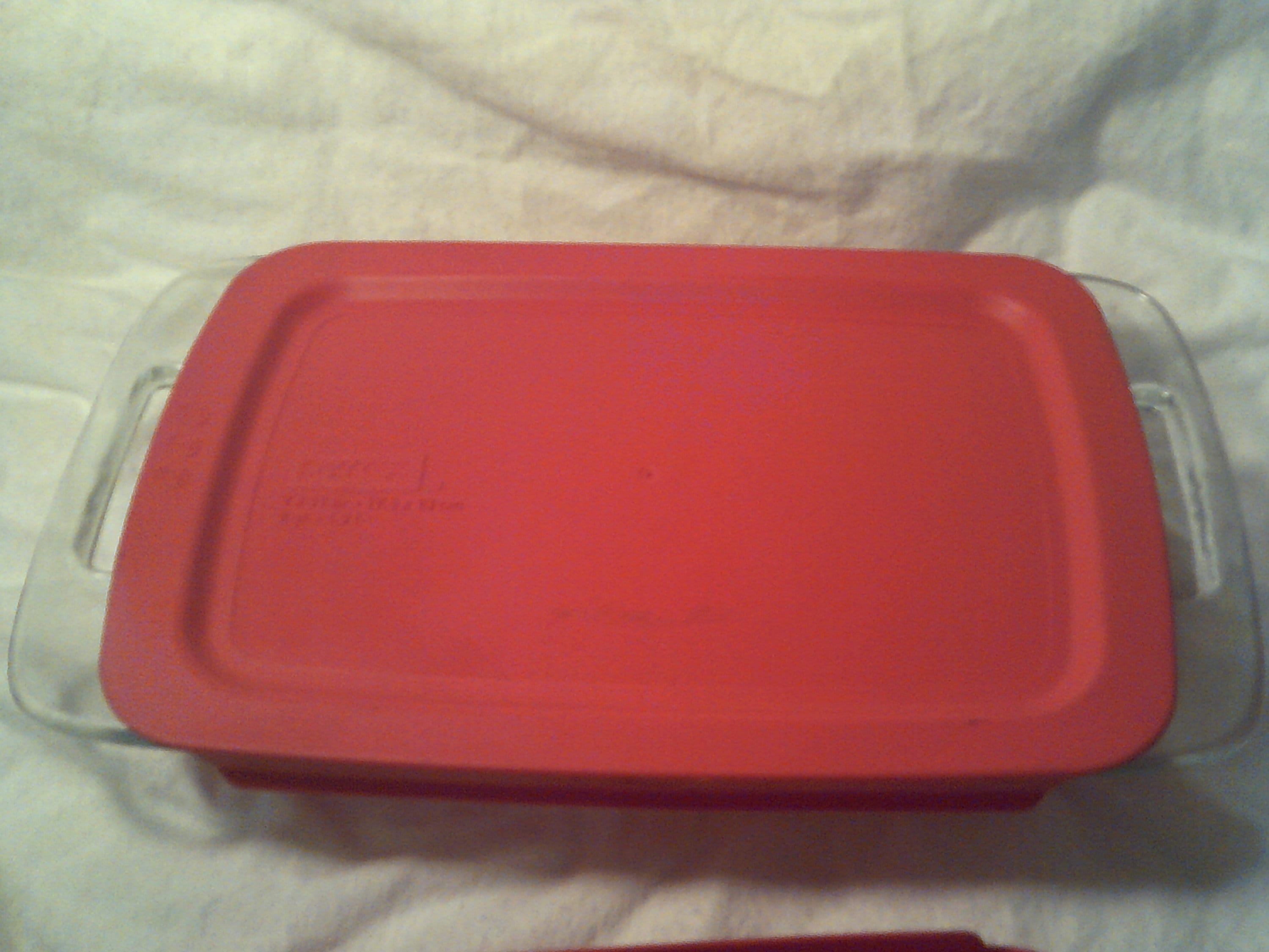 2 PYREX Easy Grab C 232 Red Plastic Replacement Storage LIDS Cover 7x ...