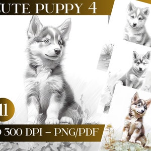 realistic husky puppy coloring pages