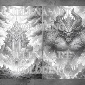 Grayscale Coloring Book Adult, Journey in Hell. 20 Grayscale Coloring ...
