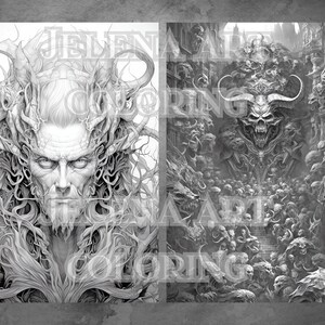 Grayscale Coloring Book Adult, Journey in Hell. 20 Grayscale Coloring ...