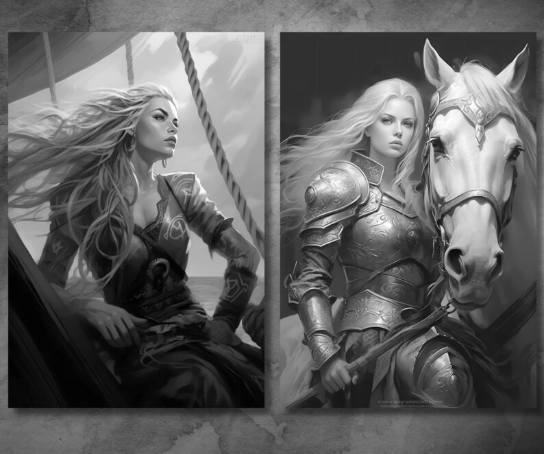 Grayscale Vikings Womans Coloring Book. 30 Printable Coloring - Etsy