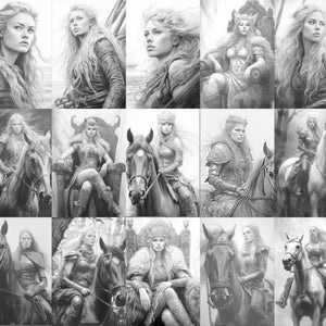 Grayscale Vikings Womans Coloring Book. 30 Printable Coloring Pages of ...