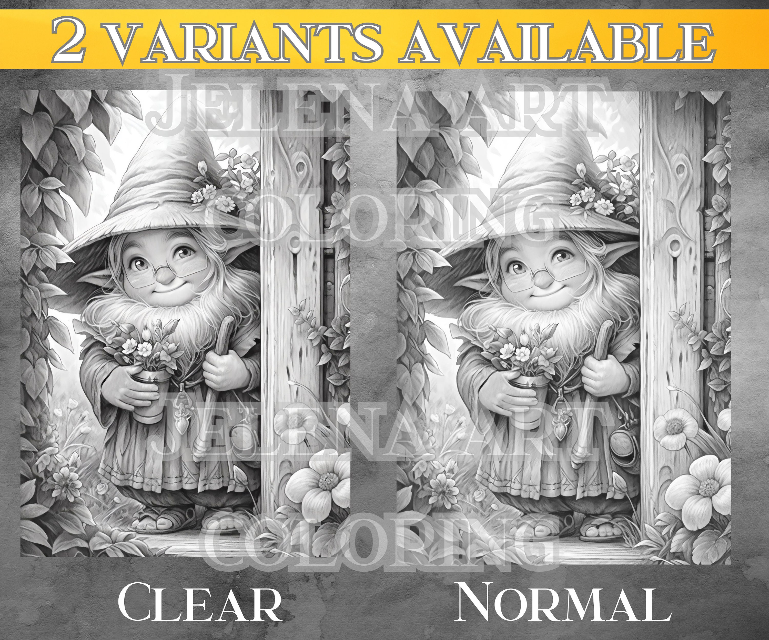 Gnomes Life, Grayscale Coloring Book Adult. Whimsical World of Gnomes ...