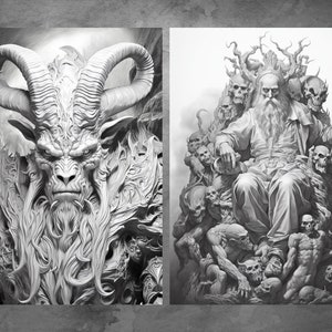 Demonic Grayscale Coloring Book: Journey in Hell 2 (PDF Download) - Etsy