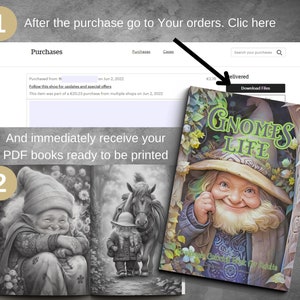 Gnomes Life, Grayscale Coloring Book Adult. Whimsical World of Gnomes ...