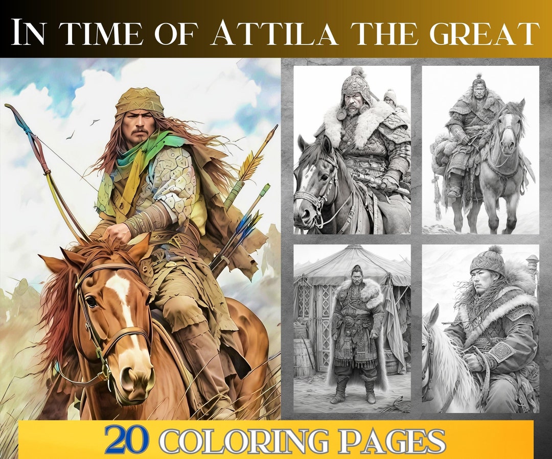In Time of Attila the Great, Grayscale Coloring Book Adult. 20 ...