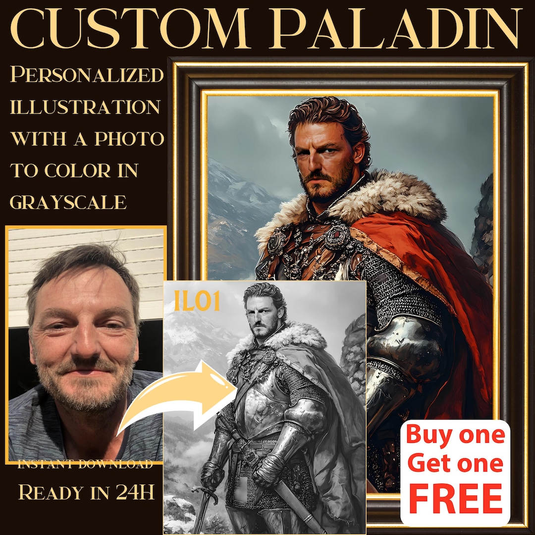 Custom Royal Paladin Portrait From Photo: RPG Gamer Gift (digital ...