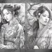 20 Japanese Garden Geisha Grayscale Coloring Pages HD 300 Dpi A4 PNG ...