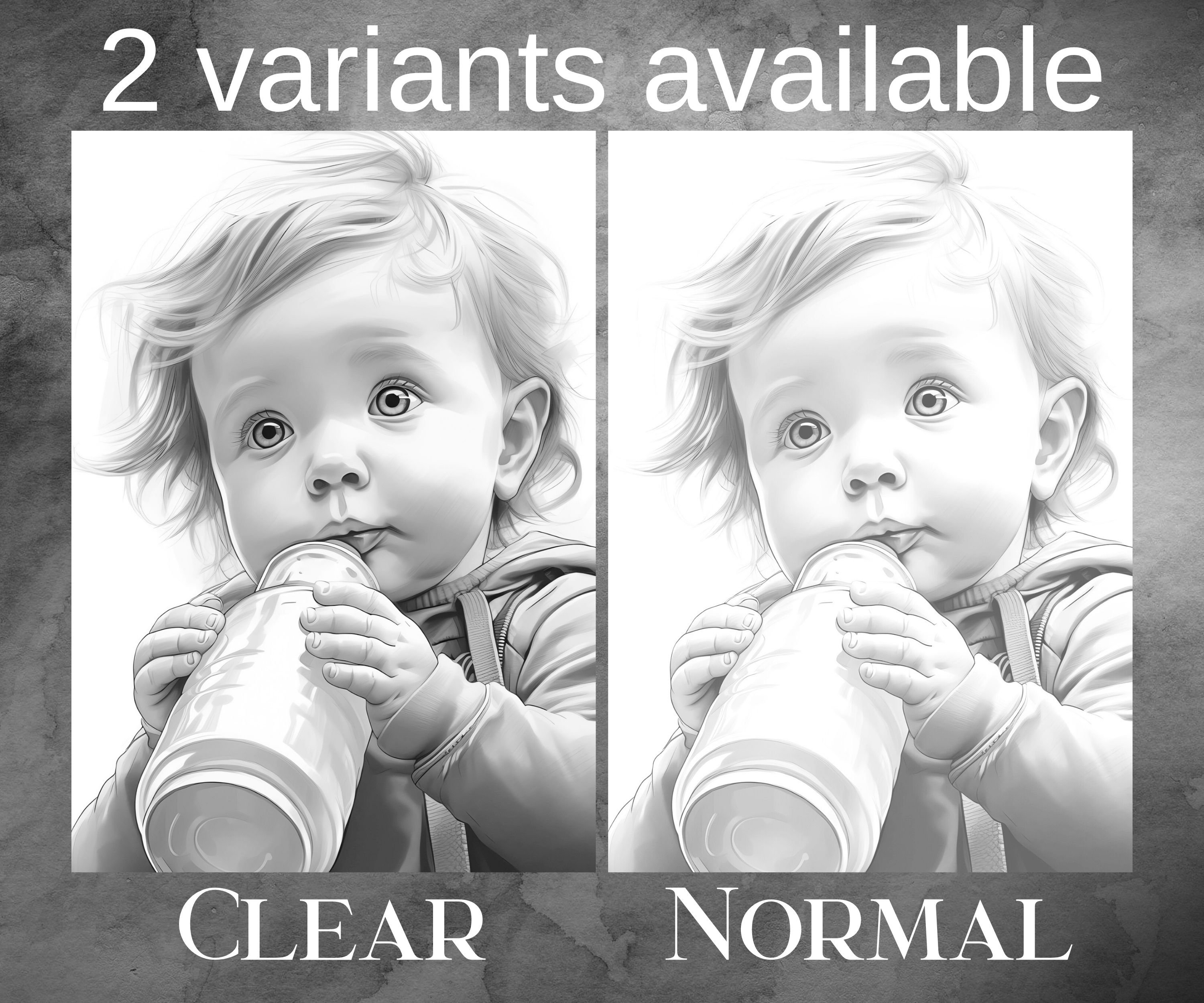 Baby's Day Grayscale Coloring Pages: HD Printable Illustrations (PDF ...