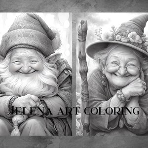 Gnomes Life Grayscale Coloring Book Adult. Whimsical World of - Etsy