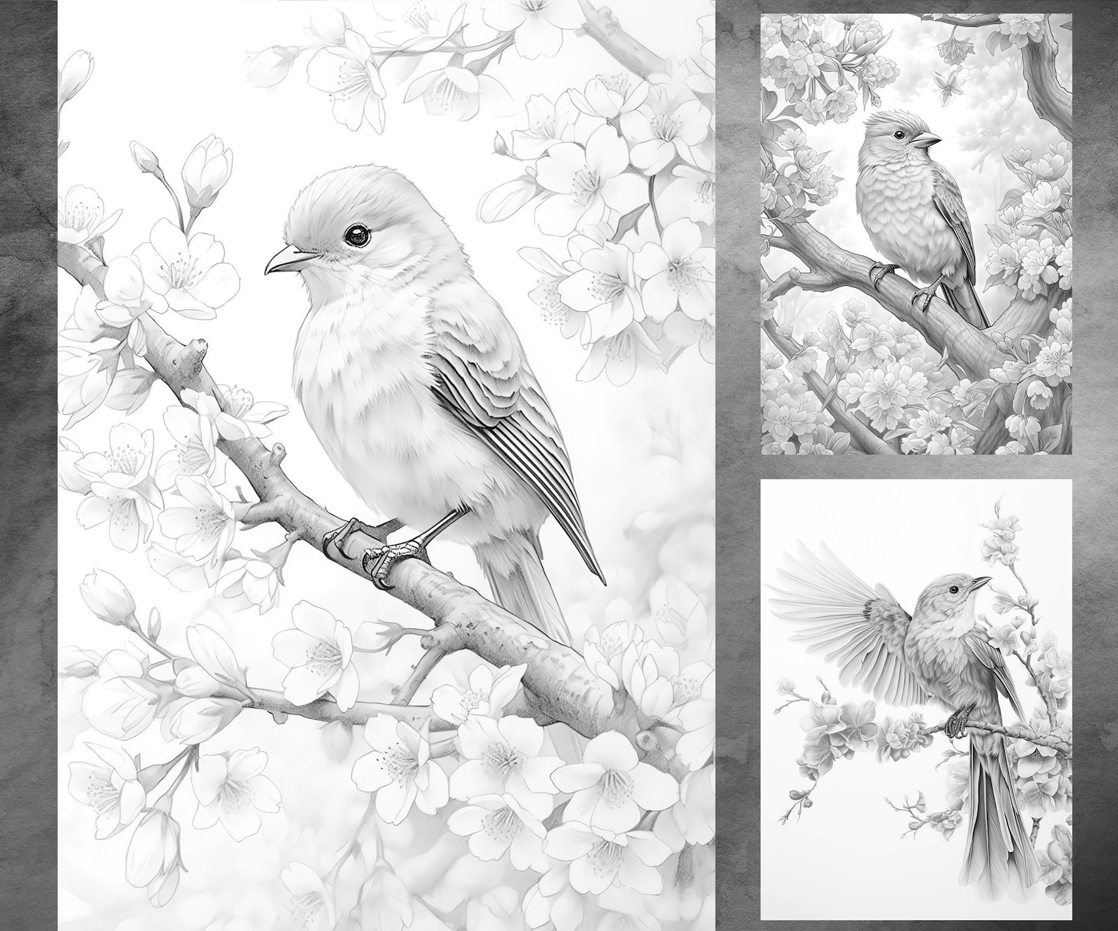 Garden Birds Grayscale Coloring Book: 25 Printable Pages (HD PDF) - Etsy