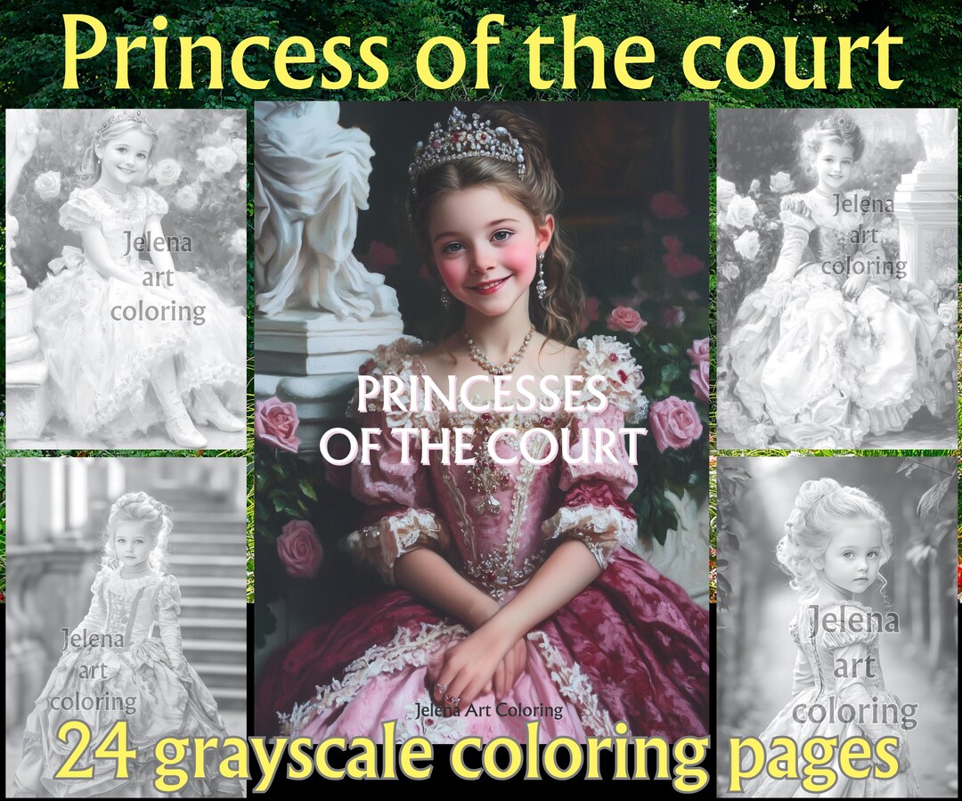 Princess Coloring Pages: 18th Century Dresses, Fairy Tale Art (instant ...