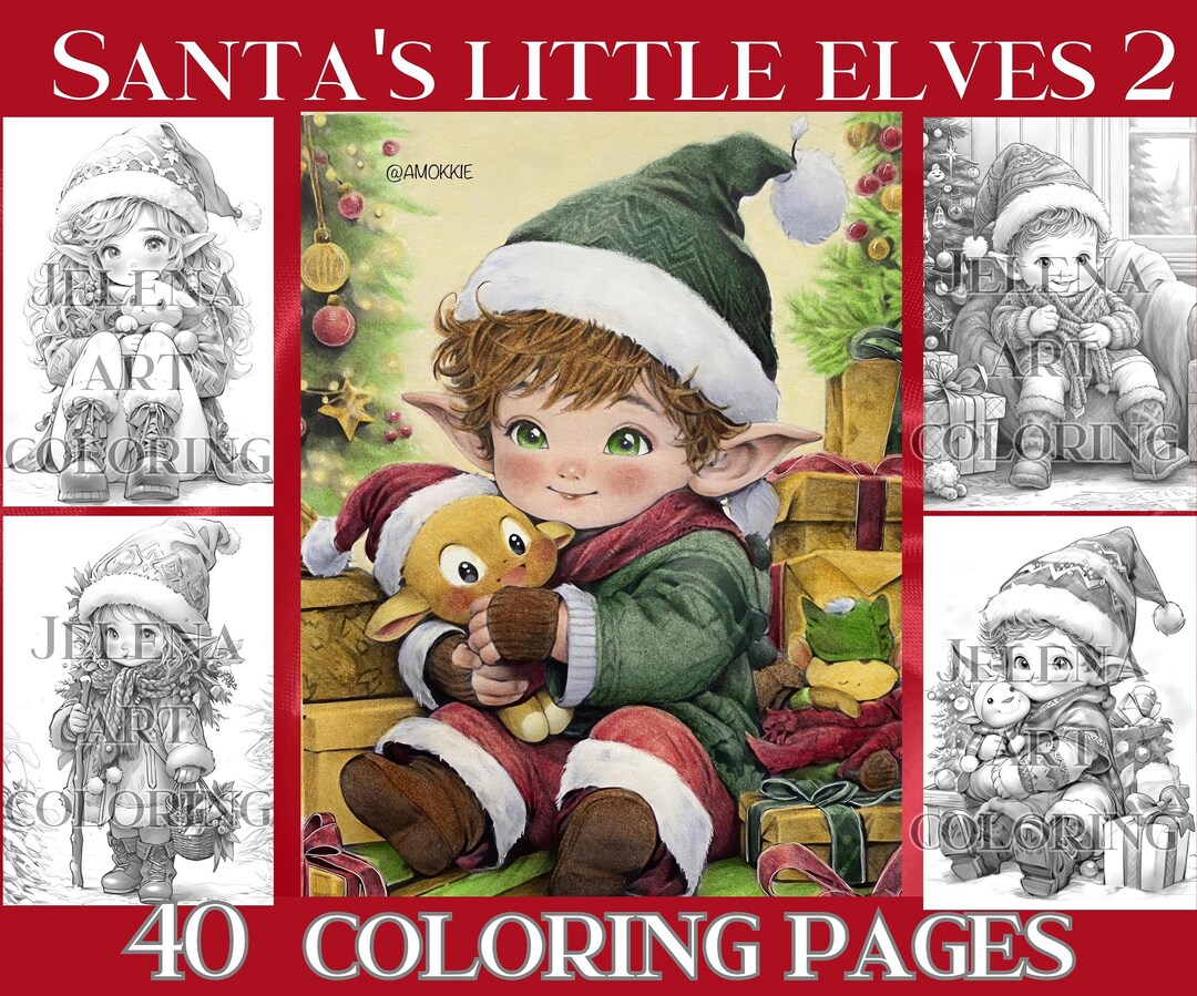 Santa's Little Elves Coloring Book: 40 Christmas Illustrations (PDF ...