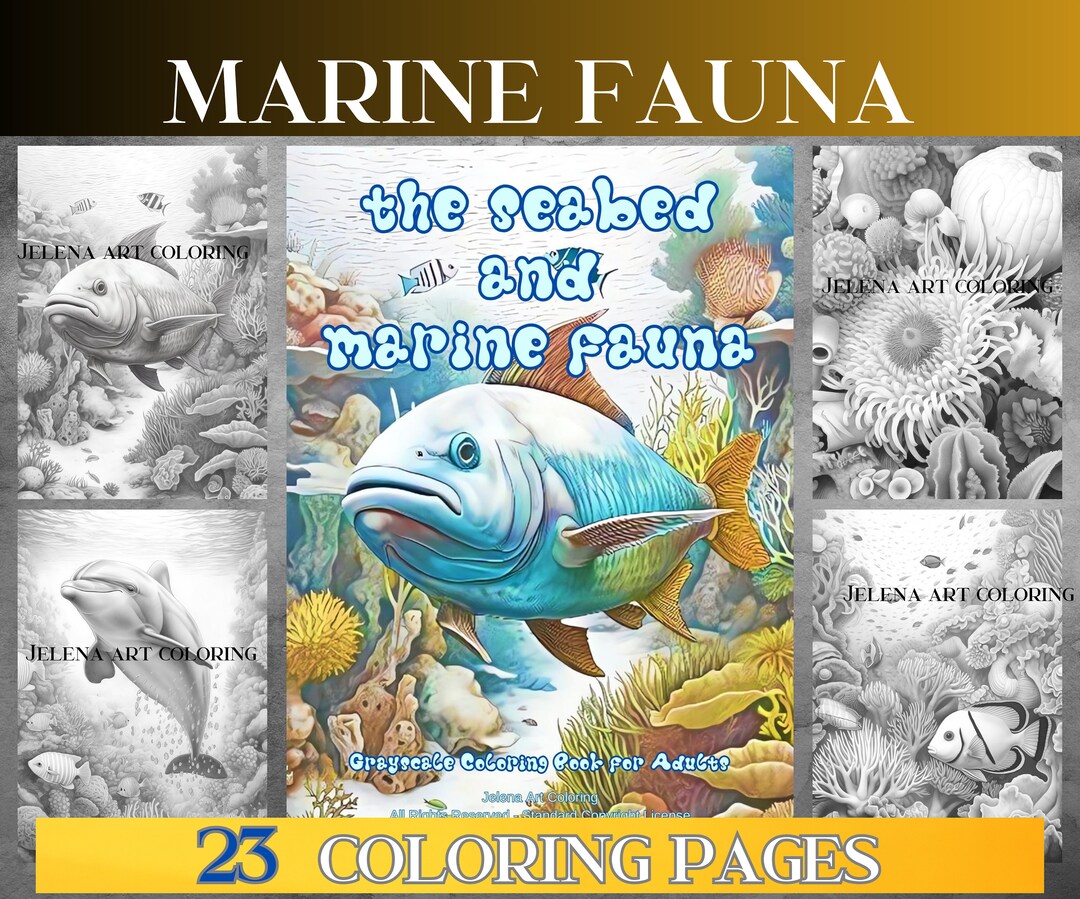 Grayscale Marine Life Coloring Book: 23 Underwater Designs (PDF ...
