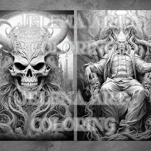 Grayscale Coloring Book: Journey in Hell, Demonic Art (PDF Printable ...
