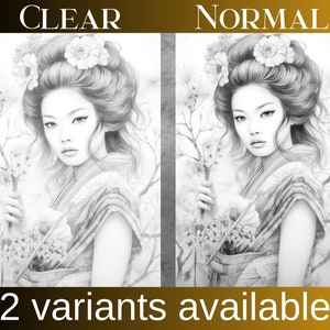 Grayscale Japanese Geisha Coloring Book. 30 Printable Coloring Pages of ...
