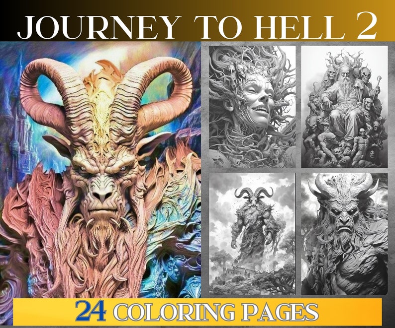 Demonic Grayscale Coloring Book: Journey in Hell 2 (PDF Download) - Etsy