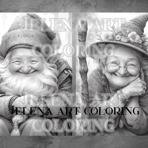 Gnomes Life, Grayscale Coloring Book Adult. Whimsical World of Gnomes ...