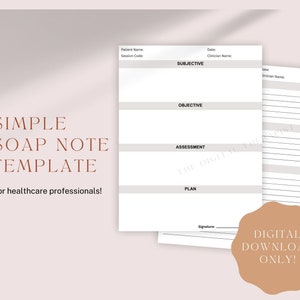 Simple SOAP Note Template Bundle - Blank and Lined Space - Digital ...