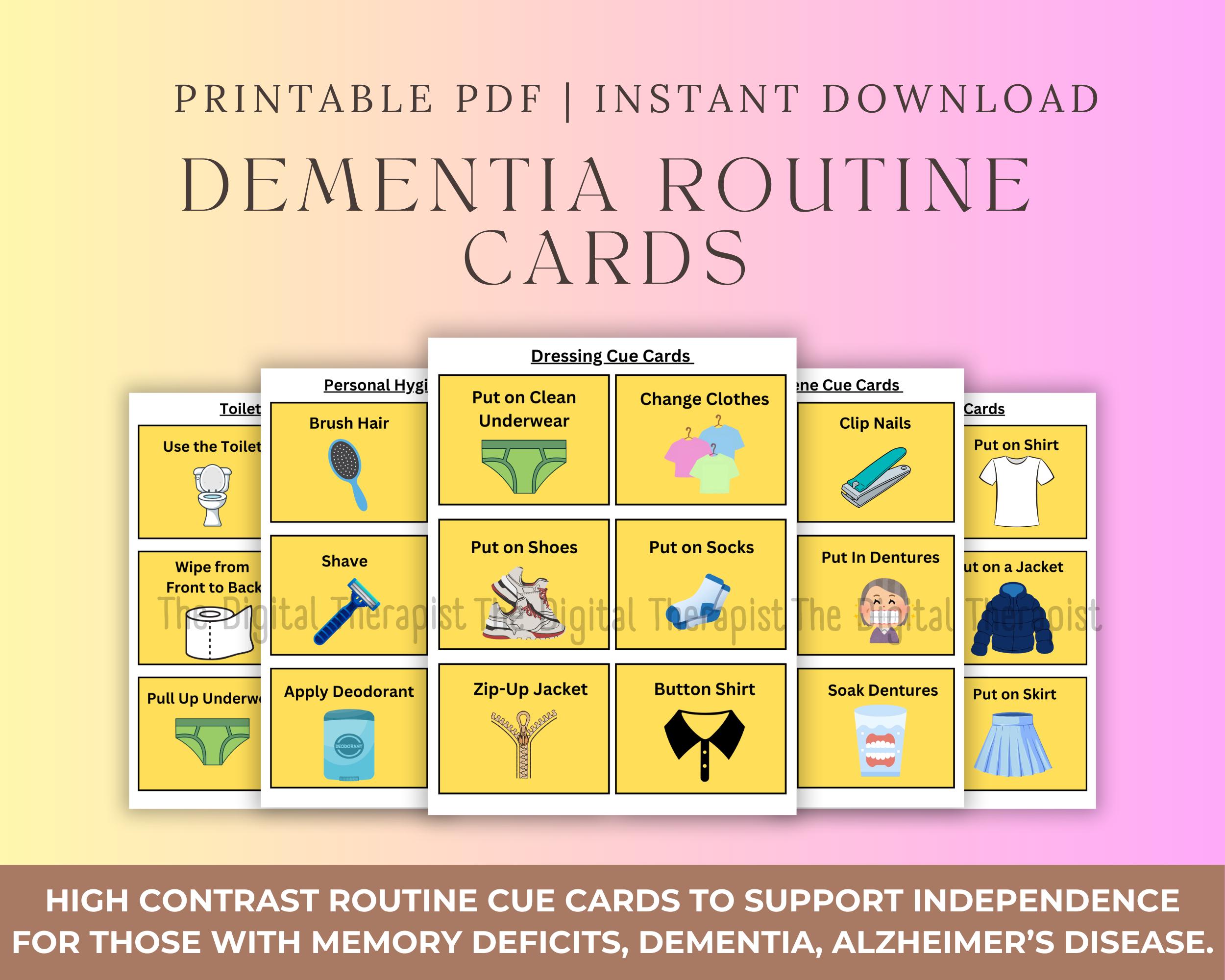 Dementia Care Daily Routine Cue Cards: 20+ High-contrast Visual Prompts ...