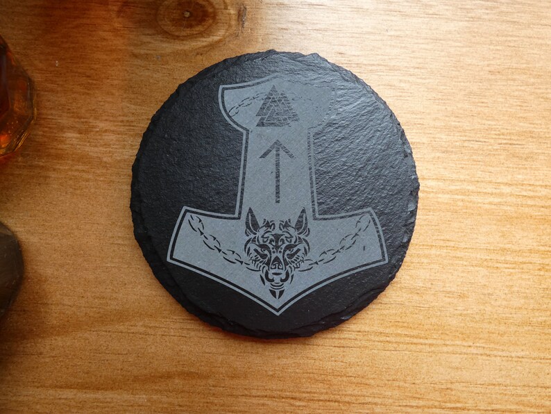 Viking Slate Coasters Freya Wolves Raven and Fenrir Set - Etsy