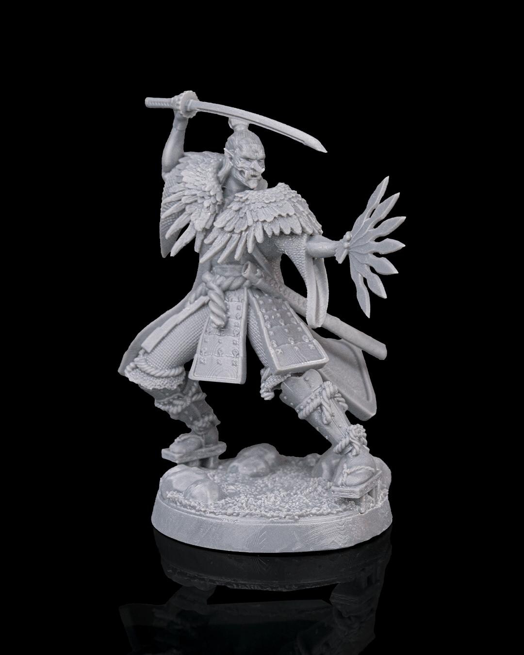 Tengu Masked Fighter RPG Model W/ Base | 32mm and 75mm Scale Options ...