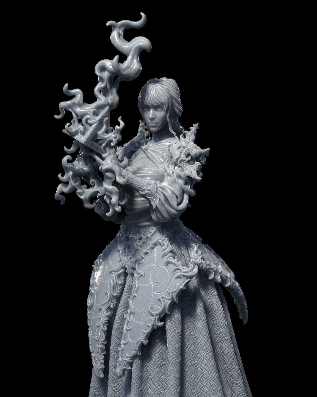 Female Human Wizard RPG Model W/ Base | 32mm and 75mm Scale Options | D ...
