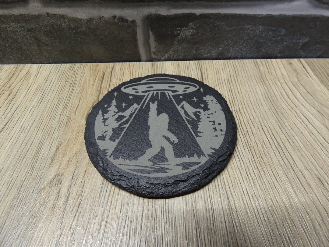 Big Foot Abducted by Aliens Slate Coasters Single or Set of 4 Laser ...